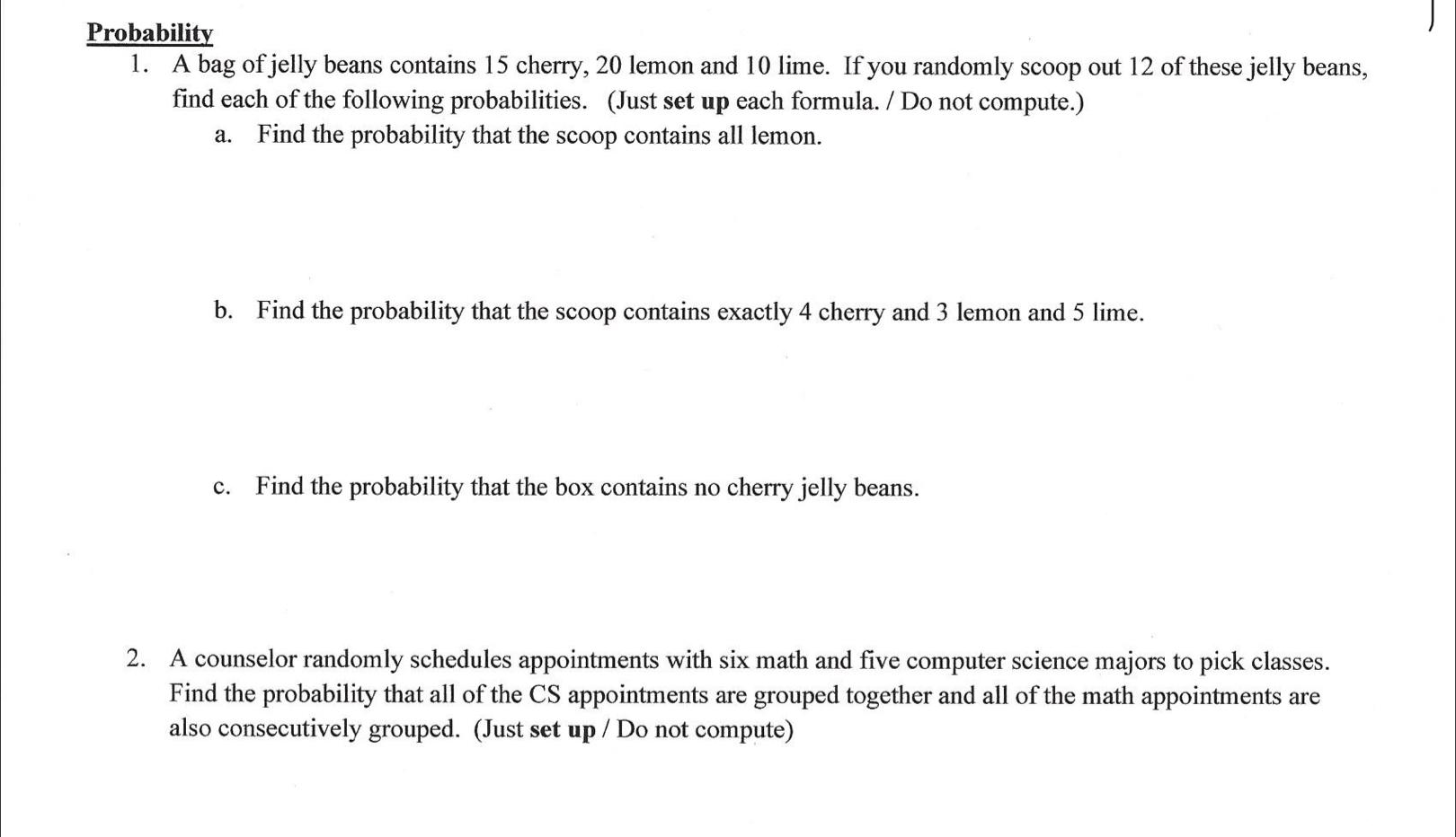 Solved Probability 1. A bag of jelly beans contains 15 | Chegg.com