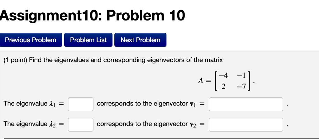 Solved Assignment10 Problem 10 Previous Problem Problem