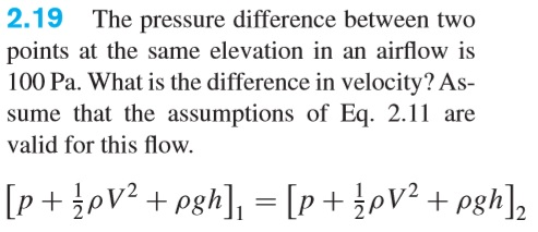 Solved 2.19 The pressure difference between two points at | Chegg.com