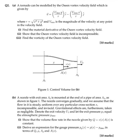 Solved Q2. (a) A tornado can be modelled by the Oseen vortex | Chegg.com