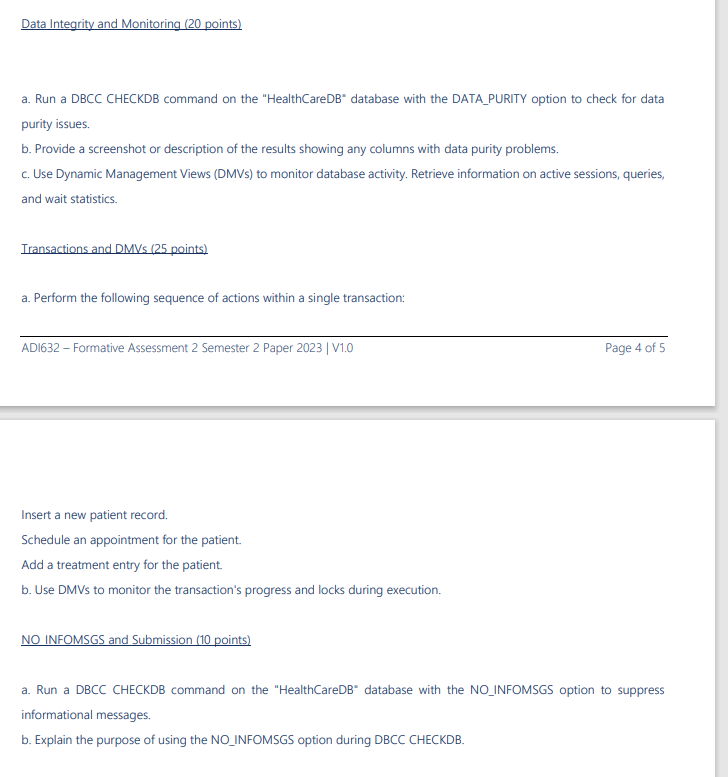 Solved Data Integrity and Monitoring ( 20 ﻿points)a. ﻿Run a | Chegg.com