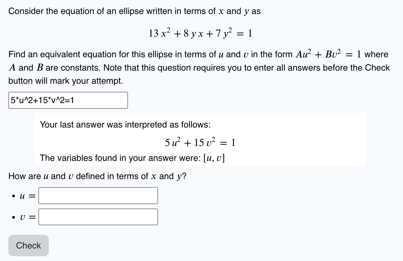Solved Consider the equation of an ellipse written in terms | Chegg.com