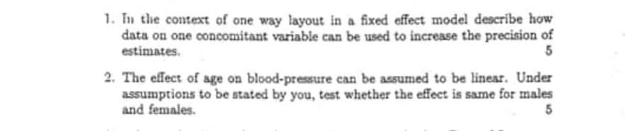 1. In the context of one way layout in a fixed effect | Chegg.com