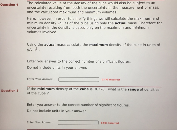 Solved Density of a Plastic Cube Here we look at how the | Chegg.com