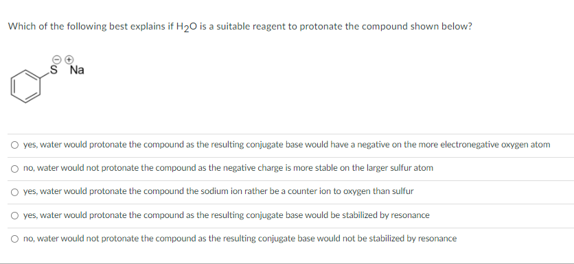 Solved Which of the following best explains if H20 is a | Chegg.com