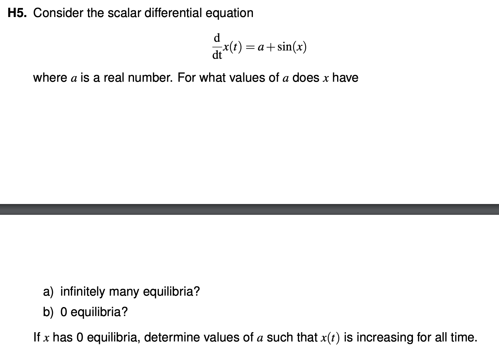 H5. ﻿Consider the scalar differential | Chegg.com