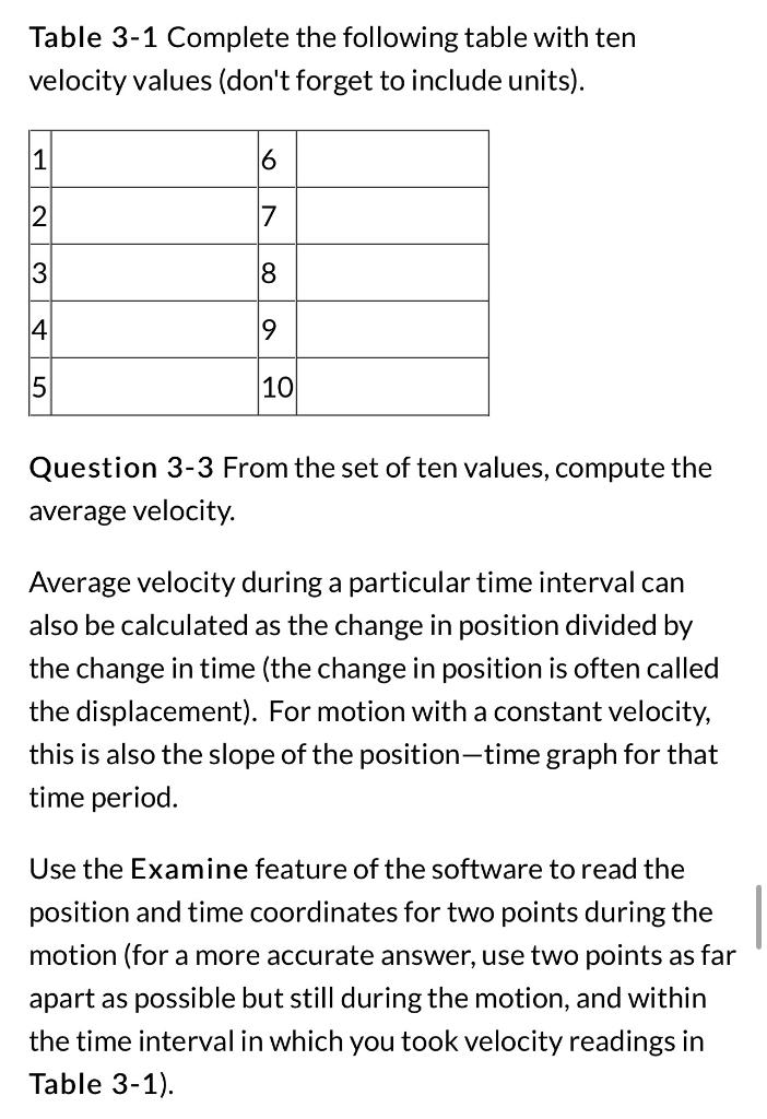 Solved Activity 3-2 Calculating Average Velocity In this | Chegg.com