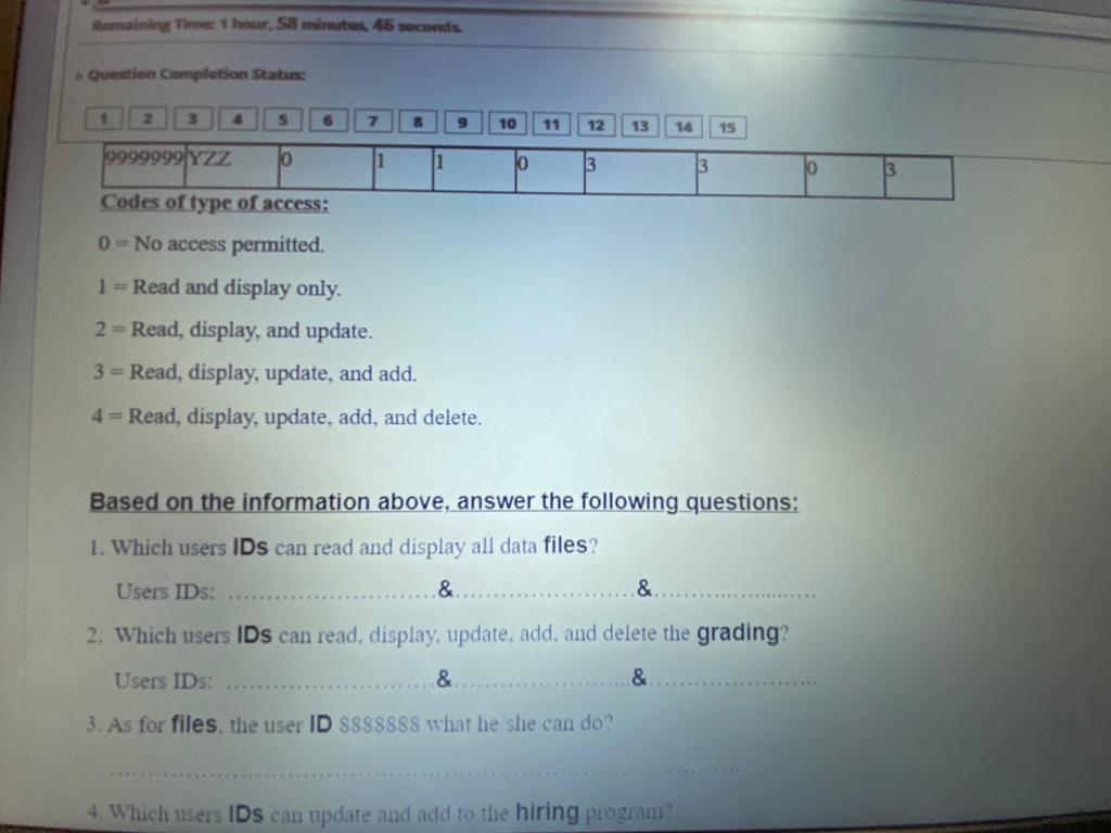 Solved 1 hour 58 m 56 seconds Question Completion Status 4 5 | Chegg.com