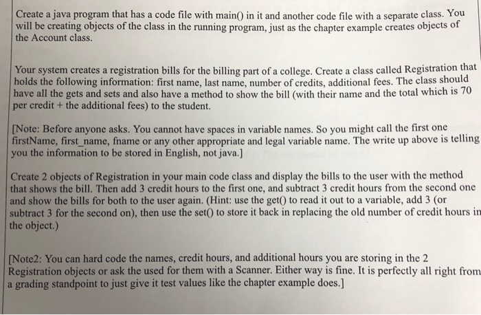 Solved Create a java program that has a code file with main0 | Chegg.com
