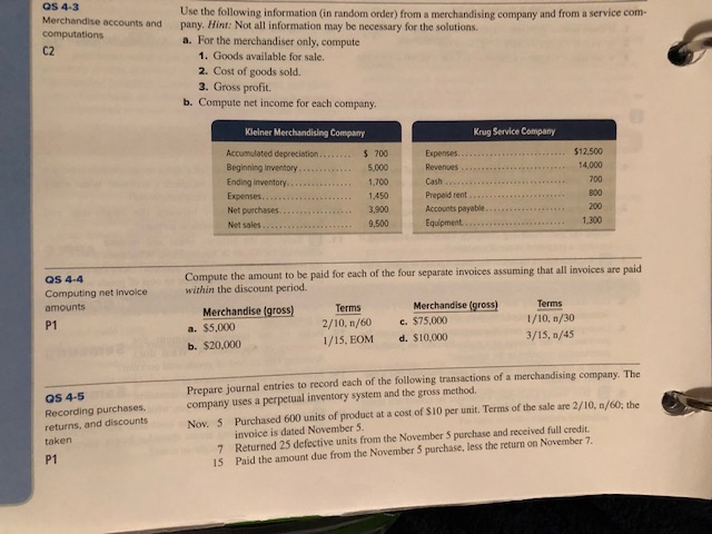 Solved Qs 4-3 Use the following information (in random | Chegg.com