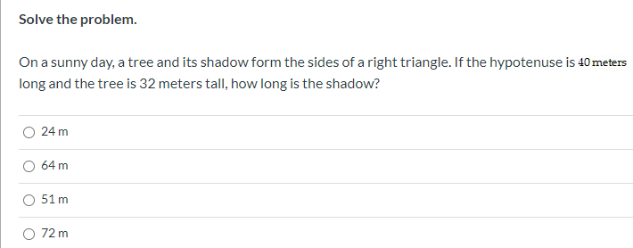 Solved Solve the problem. On a sunny day, a tree and its | Chegg.com