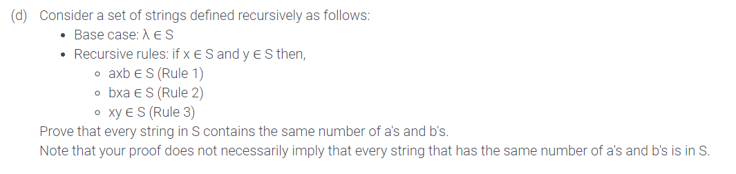 Solved D Consider A Set Of Strings Defined Recursively