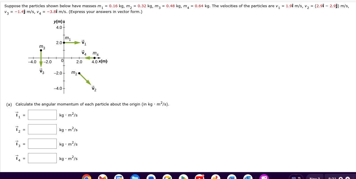 Solved Suppose the particles shown below have masses m1 = | Chegg.com