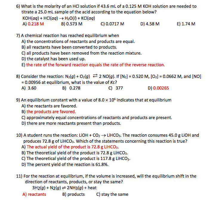 Solved 6) What is the molarity of an HCl solution if 43.5 mL | Chegg.com