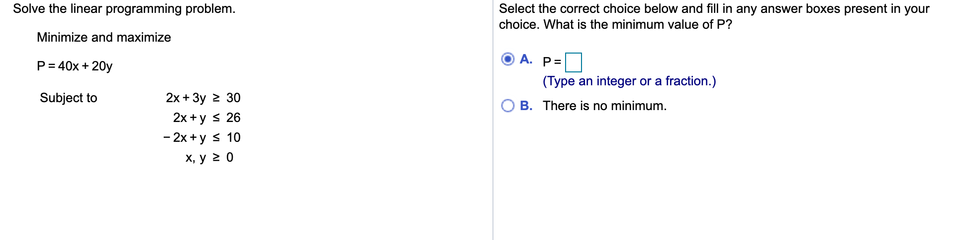Solved Solve the linear programming problem. Select the | Chegg.com