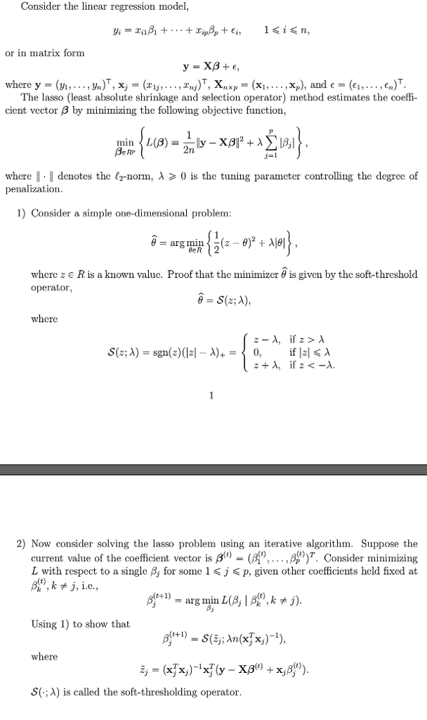 Consider the linear regression model or in matrix | Chegg.com