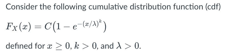 Solved Consider the following cumulative distribution | Chegg.com