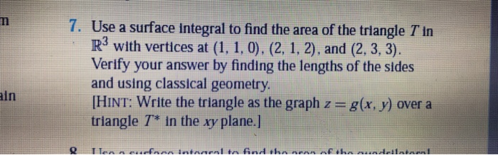 Solved Use a surface integral to find the area of the | Chegg.com