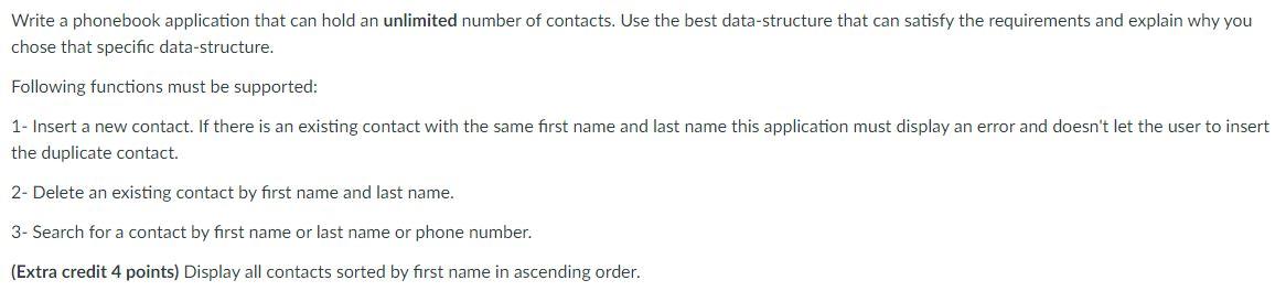 Solved Choose any data structure. Must be coded in Java. | Chegg.com
