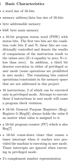 Basic Characteristics - a word size of 16-bits memory | Chegg.com