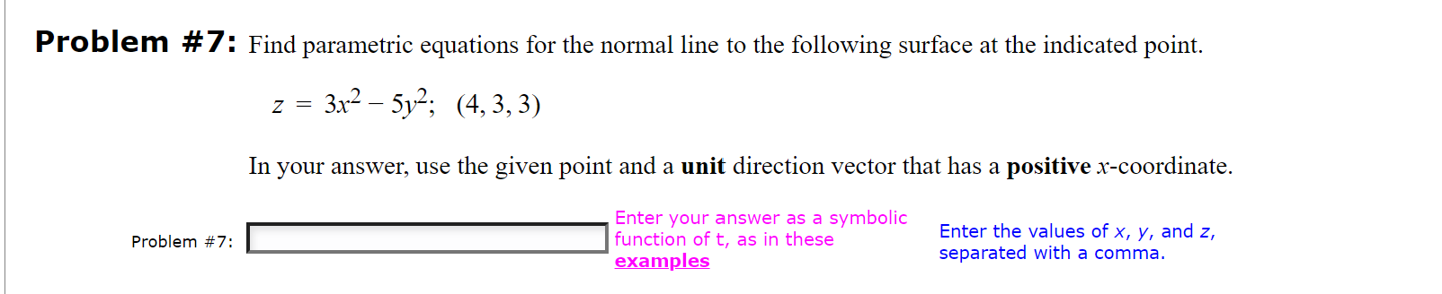 Solved Problem #7: Find parametric equations for the normal | Chegg.com