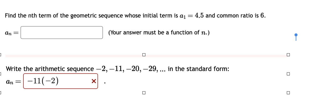 Solved Find the nth term of the geometric sequence whose | Chegg.com