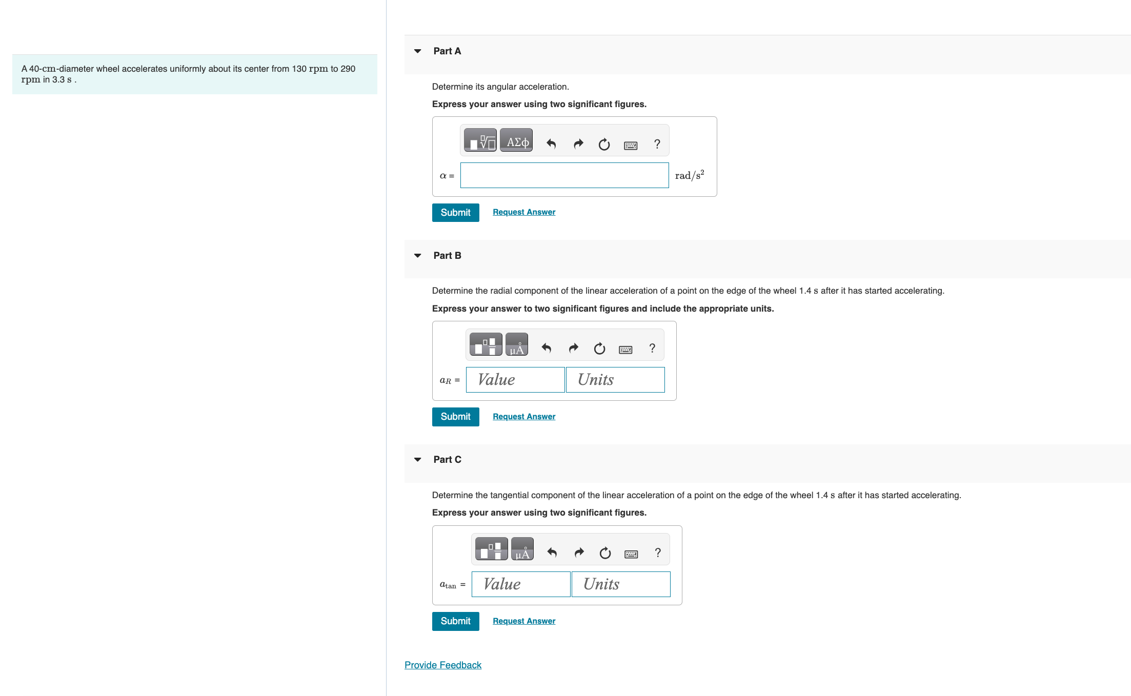 Solved A 40-cm-diameter wheel accelerates uniformly about | Chegg.com