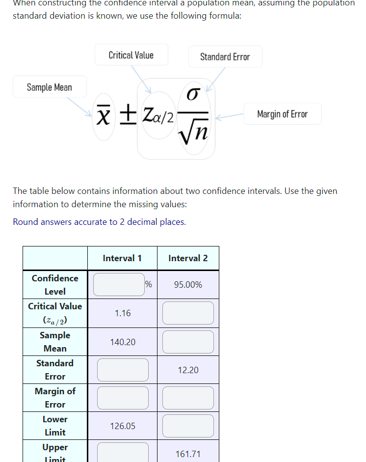 Solved When constructing the confidence interval a | Chegg.com
