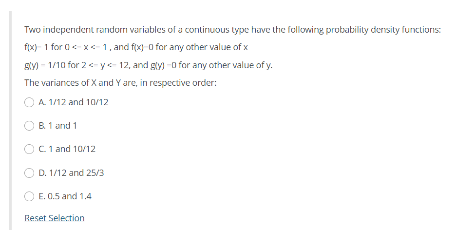 Solved Two independent random variables of a continuous type | Chegg.com