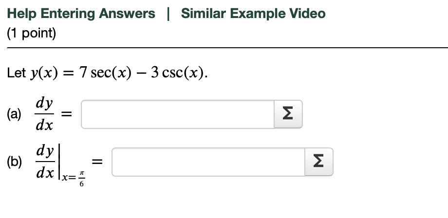 Solved Hw09-2.4-Trig-Derivatives: Problem 1 Problem Value: 1 | Chegg.com