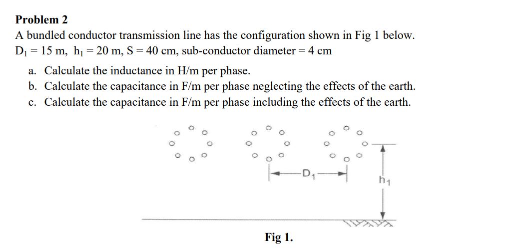 Solved Problem 2A bundled conductor transmission line has | Chegg.com