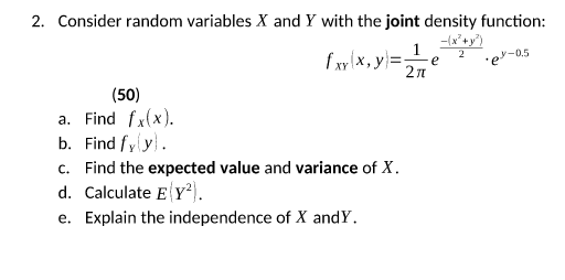Solved 2. Consider random variables X and Y with the joint | Chegg.com