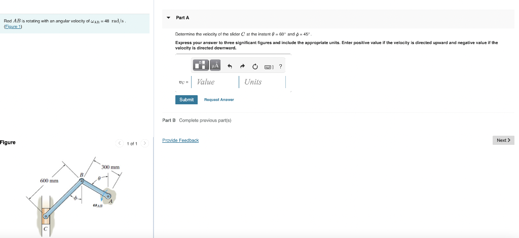 Solved Part A Rod AB is rotating with an angular velocity of | Chegg.com