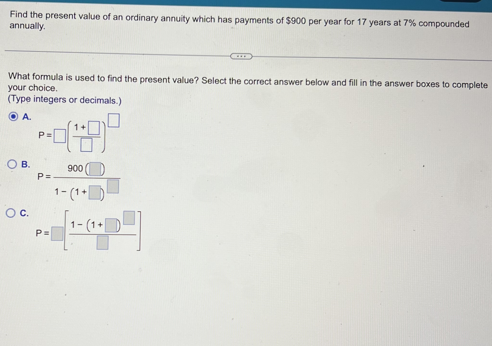 Solved Find the present value of an ordinary annuity which | Chegg.com