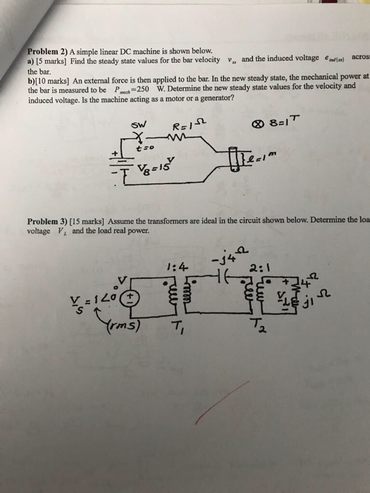 Solved Problem 2) A simple linear DC machine is shown below | Chegg.com