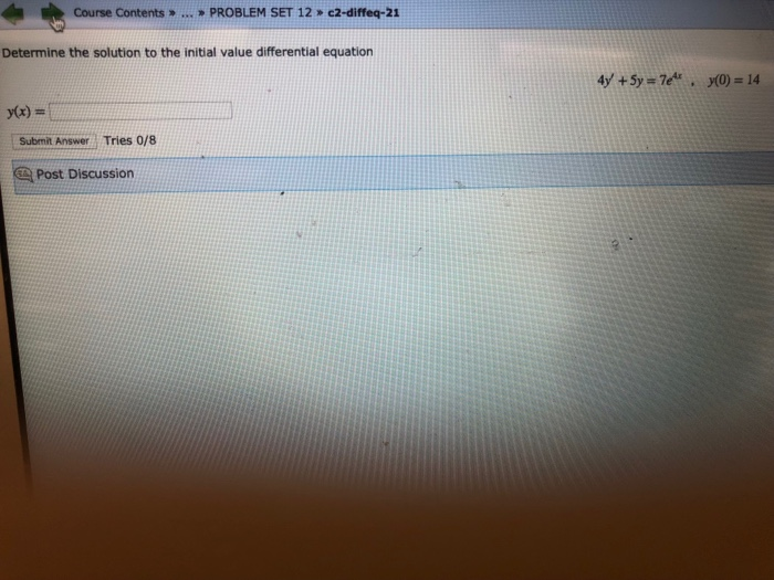 Solved Course Contents »PROBLEM SET 12 c2-diffeq-21 | Chegg.com