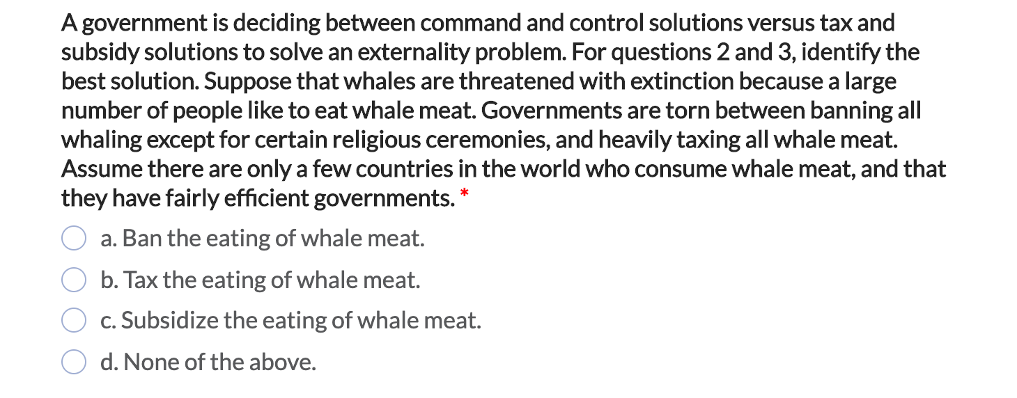 Solved A government is deciding between command and control | Chegg.com