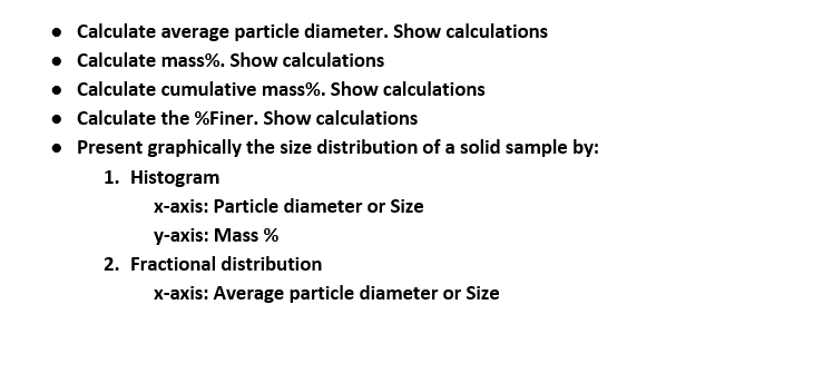 Solved 6) Calculate the mass%, average particle diameter, | Chegg.com