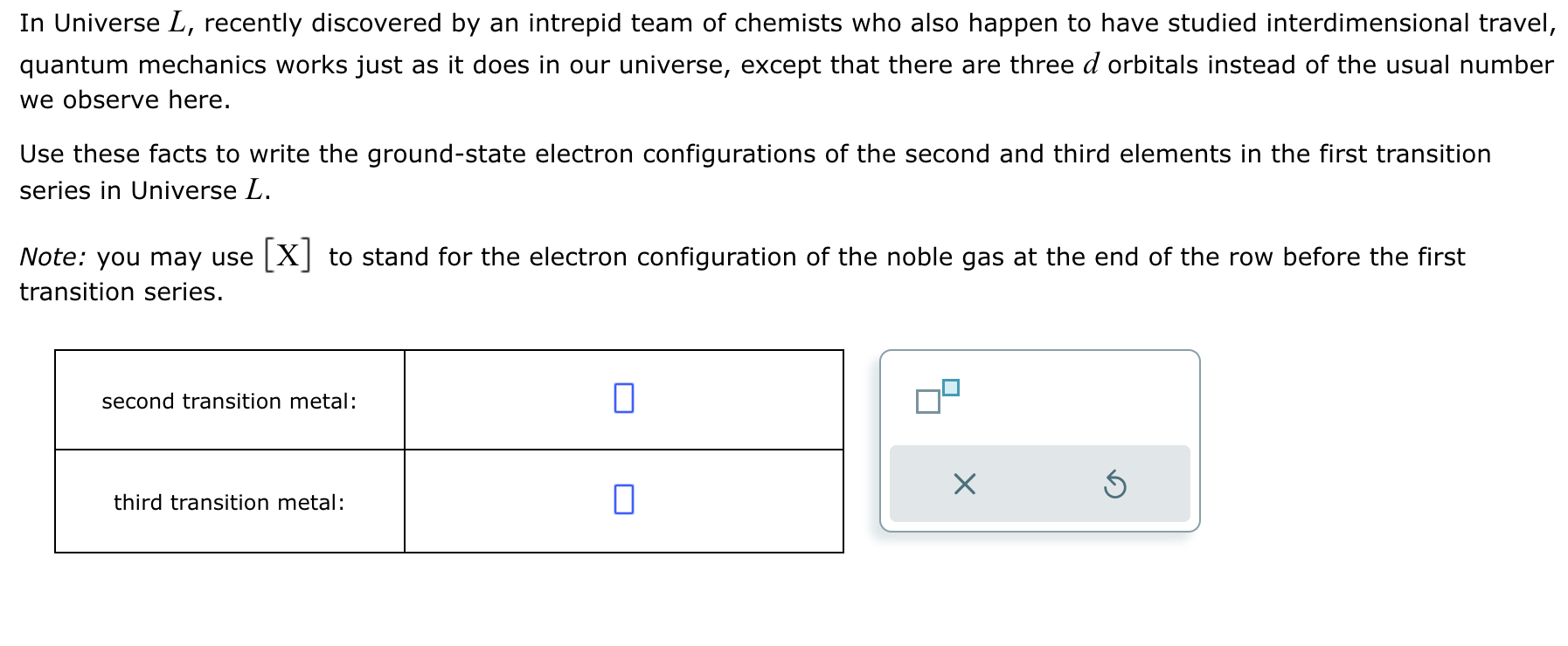 Solved In Universe L, recently discovered by an intrepid | Chegg.com