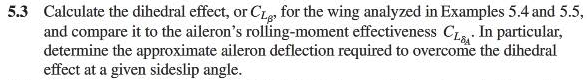 Solved 5.3 Calculate the dihedral effect, or CLβ, for the | Chegg.com