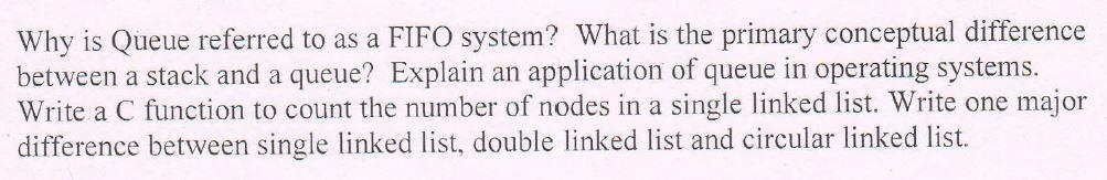 Solved Why is Queue referred to as a FIFO system? What is | Chegg.com