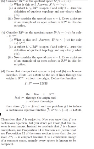 Solved as the quotient space SnF (i) What is this set? | Chegg.com