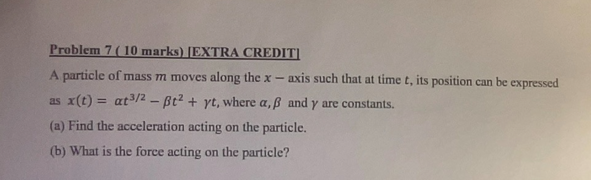 Solved Problem 7 ( 10 ﻿marks) [EXTRA CREDIT]A particle of | Chegg.com