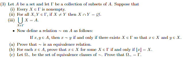 Solved (3) Let A be a set and let Γ be a collection of | Chegg.com