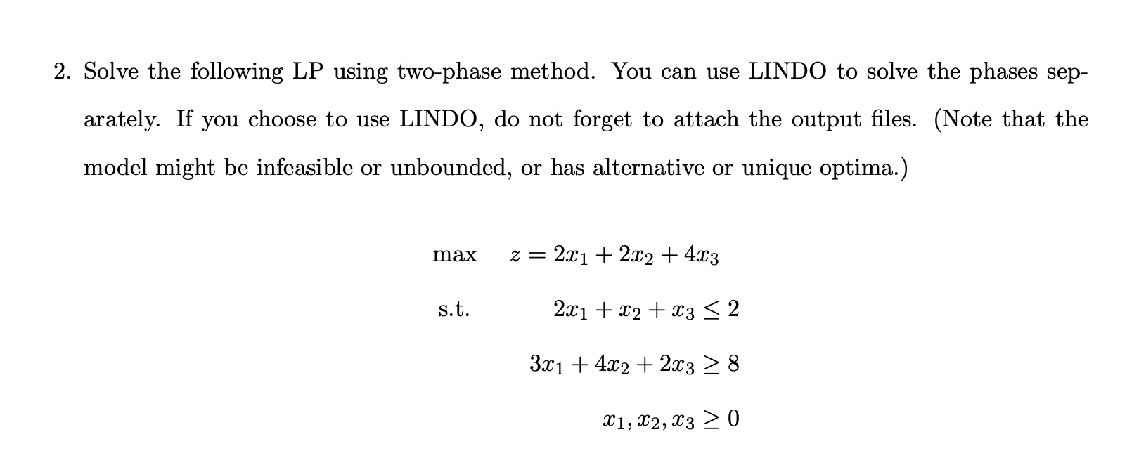 Solved use the 2-phase method with details please | Chegg.com