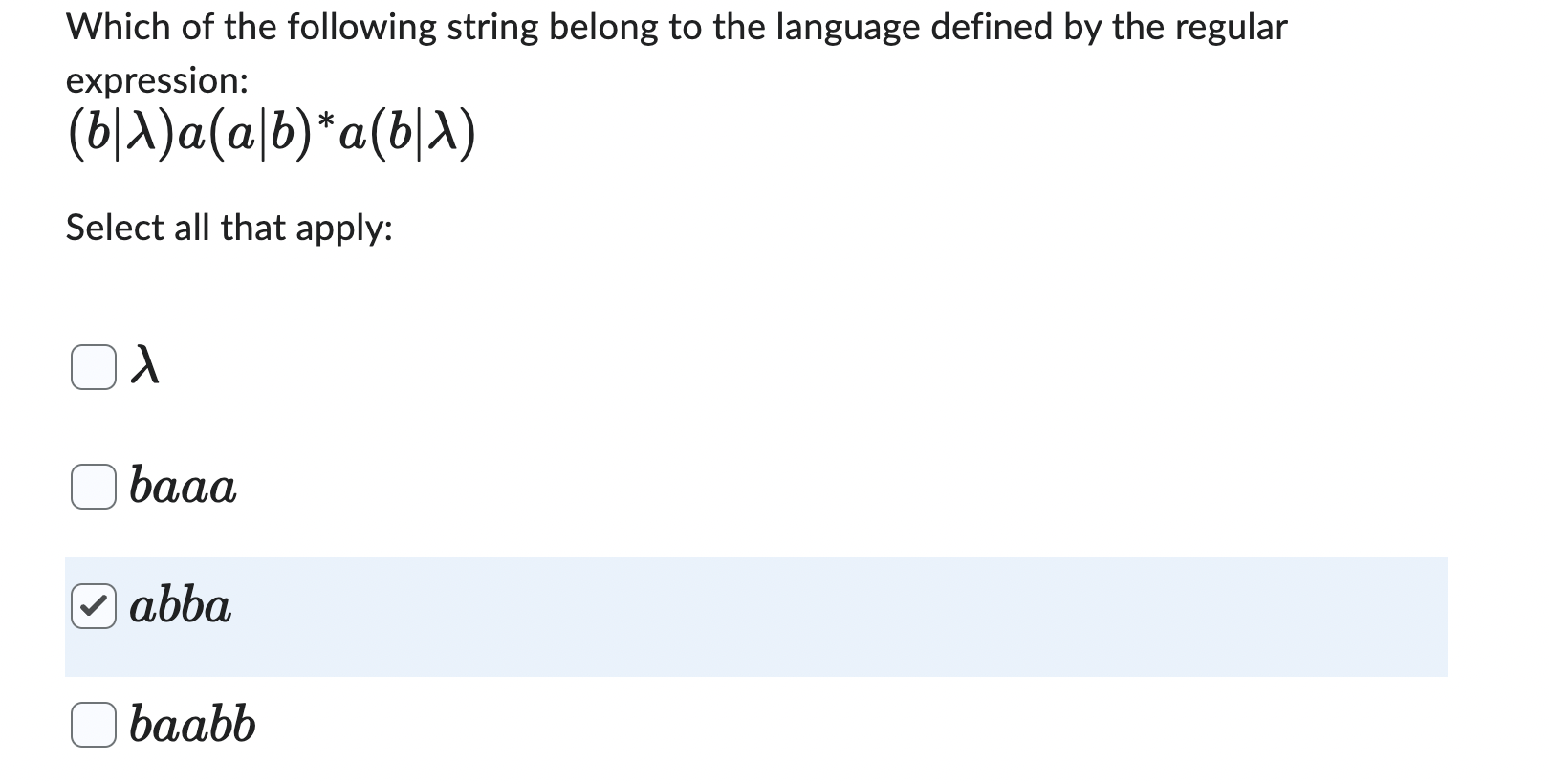Solved Which of the following string belong to the language | Chegg.com