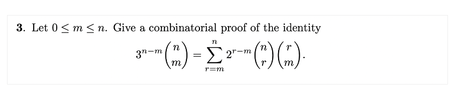 Plz give a combinatorial proof, Thumb down if u copy | Chegg.com