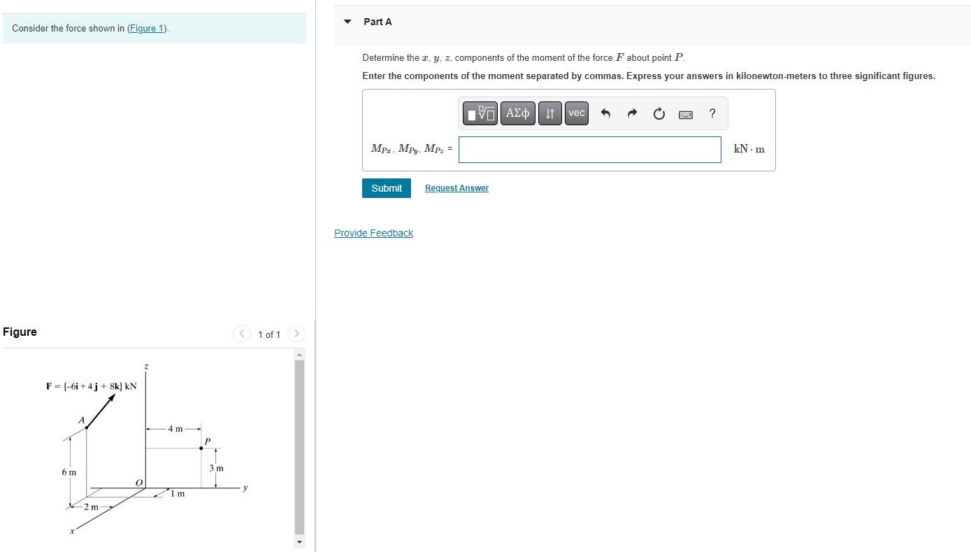 Solved Determine the x,y,z, components of the moment of the | Chegg.com