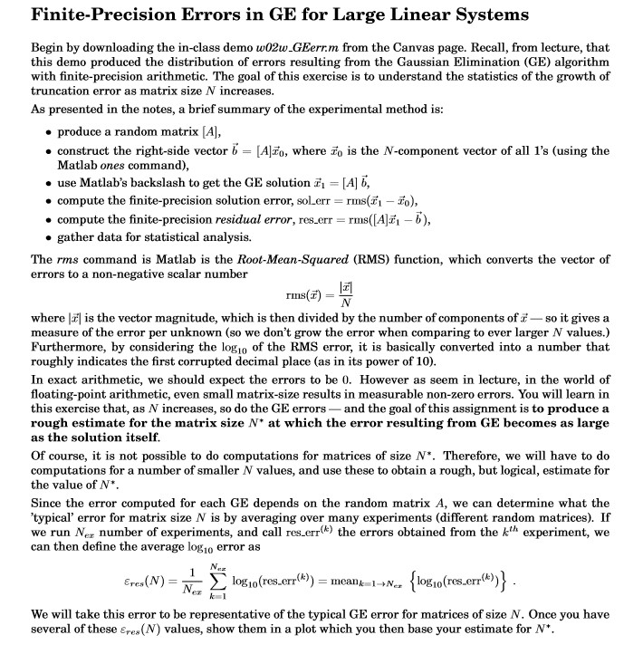 Solved Finite-Precision Errors in GE for Large Linear | Chegg.com