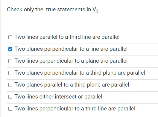 Solved Check only the true statements in V3.Two lines | Chegg.com